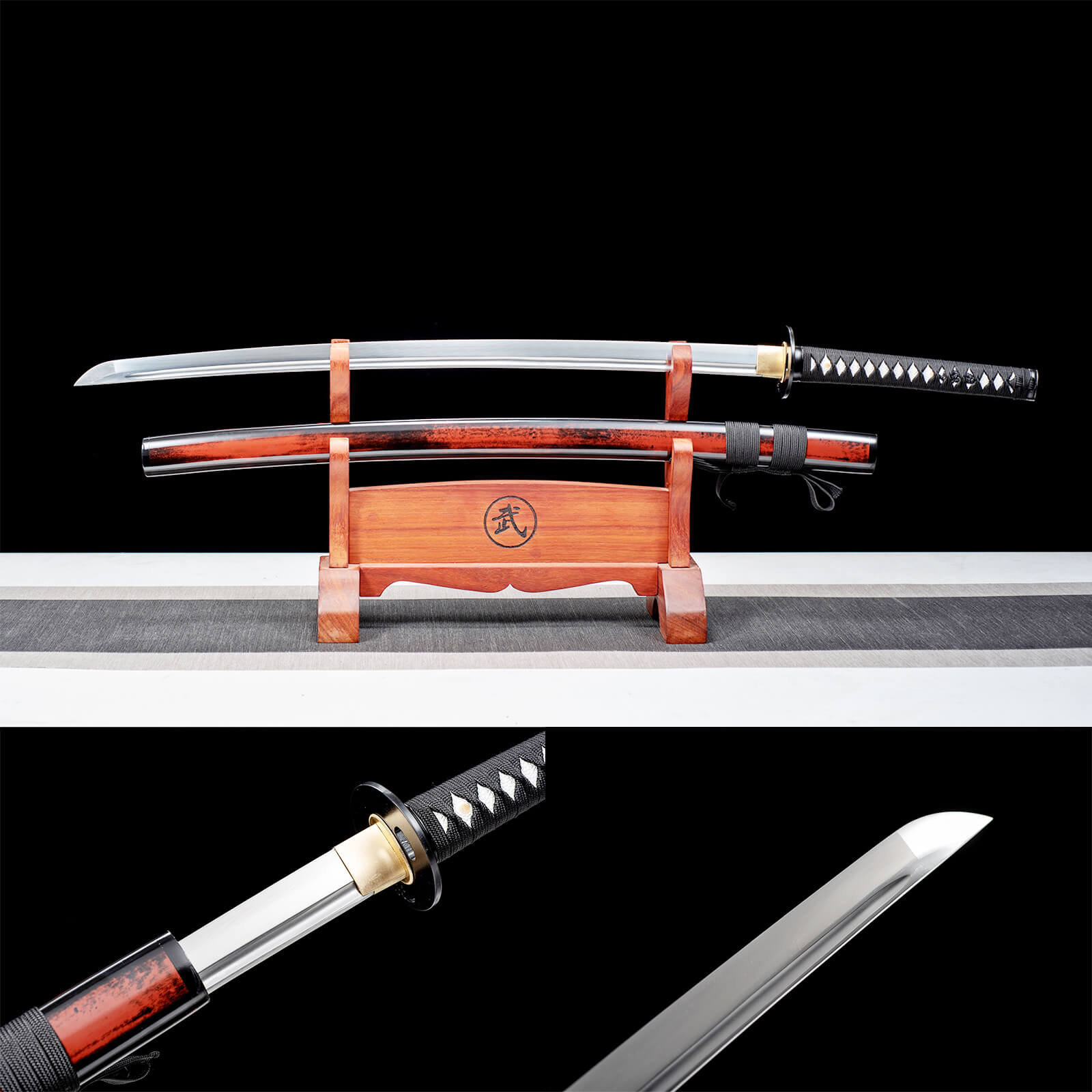 Handmade Japanese Samurai Katana Spring Steel Solid Wood Paint Sheath ...