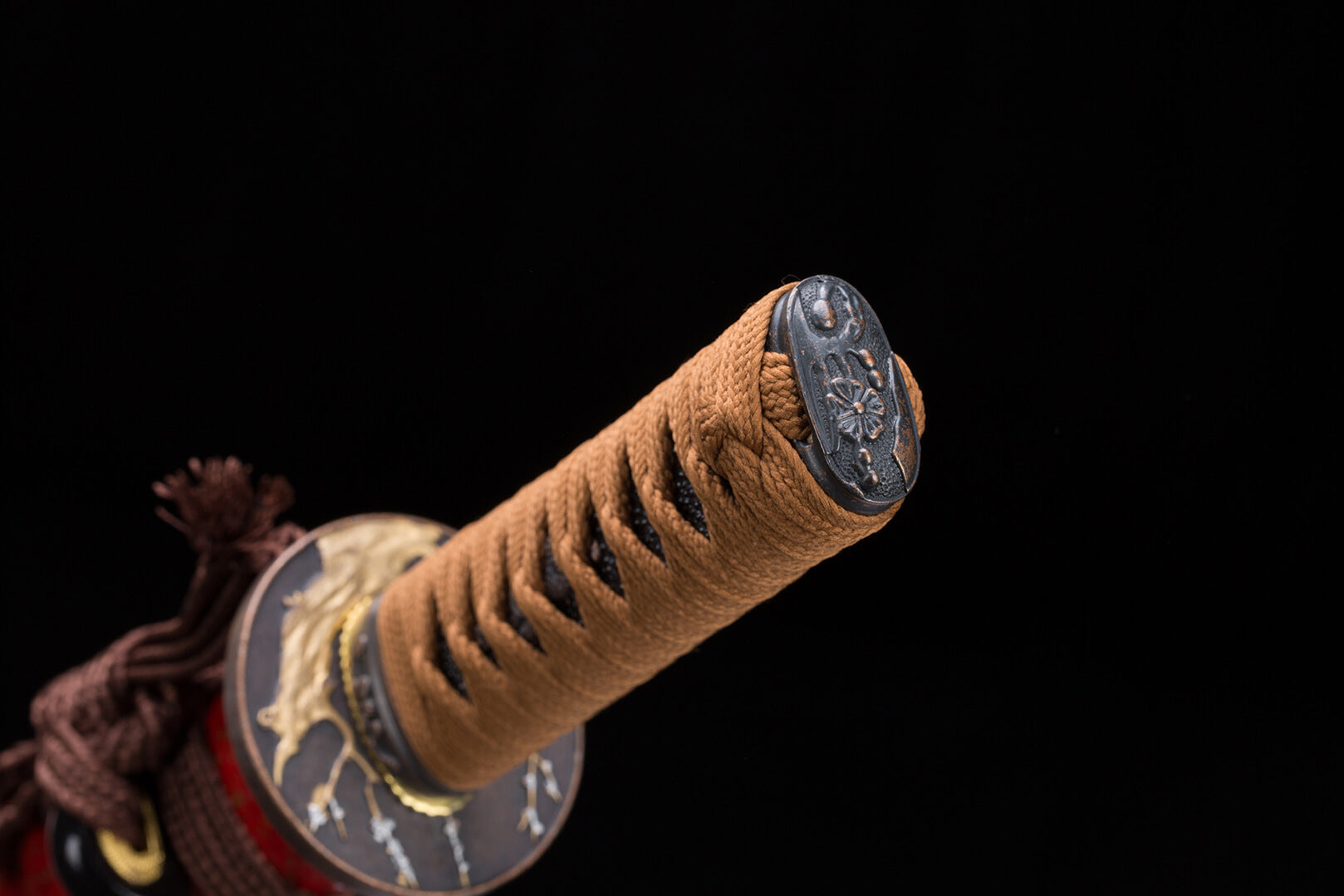 Handmade Samurai Katana Wakizashi Pattern Steel Green Skin Wood Red Pa ...