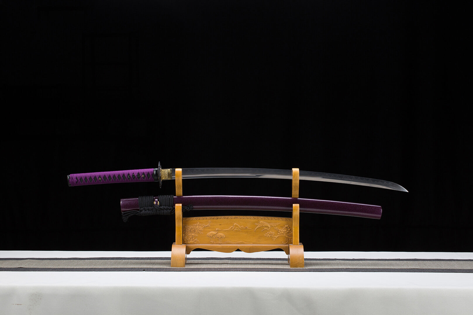 Handmade Samurai Katana T10 Steel Green Wood Paint Sheath HTK23 – Bajun ...