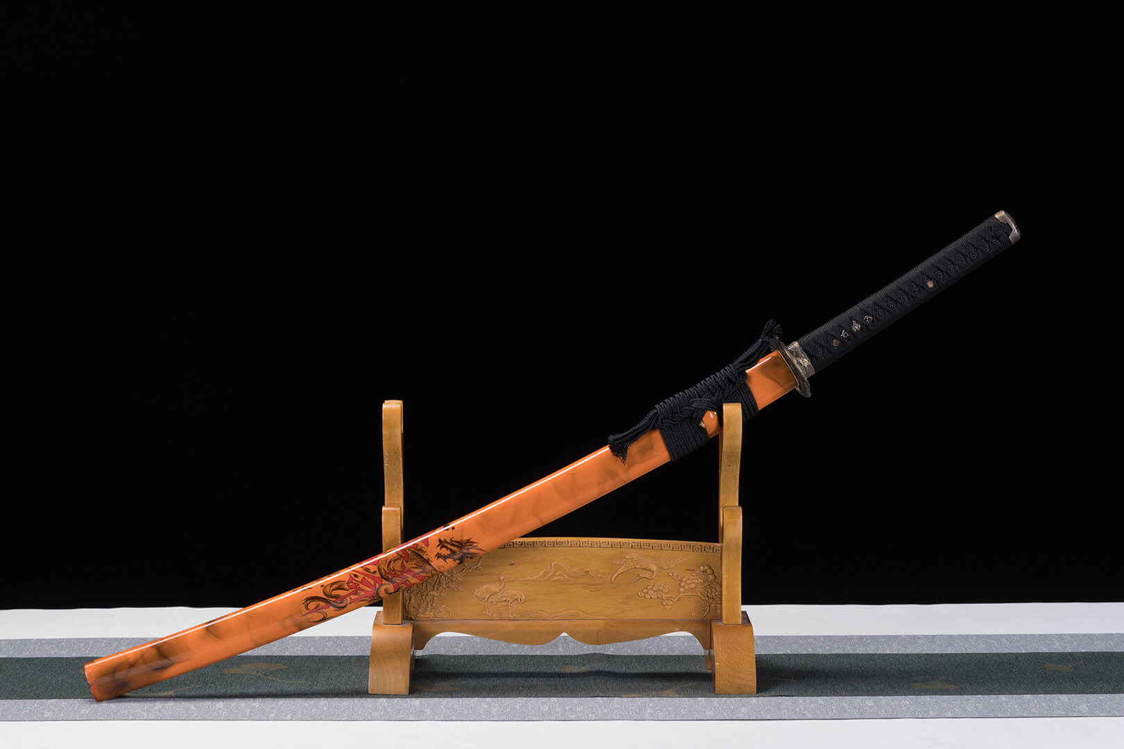 Handmade Japanese Samurai Katana Flame Grain Dragon Pattern T10 Steel ...