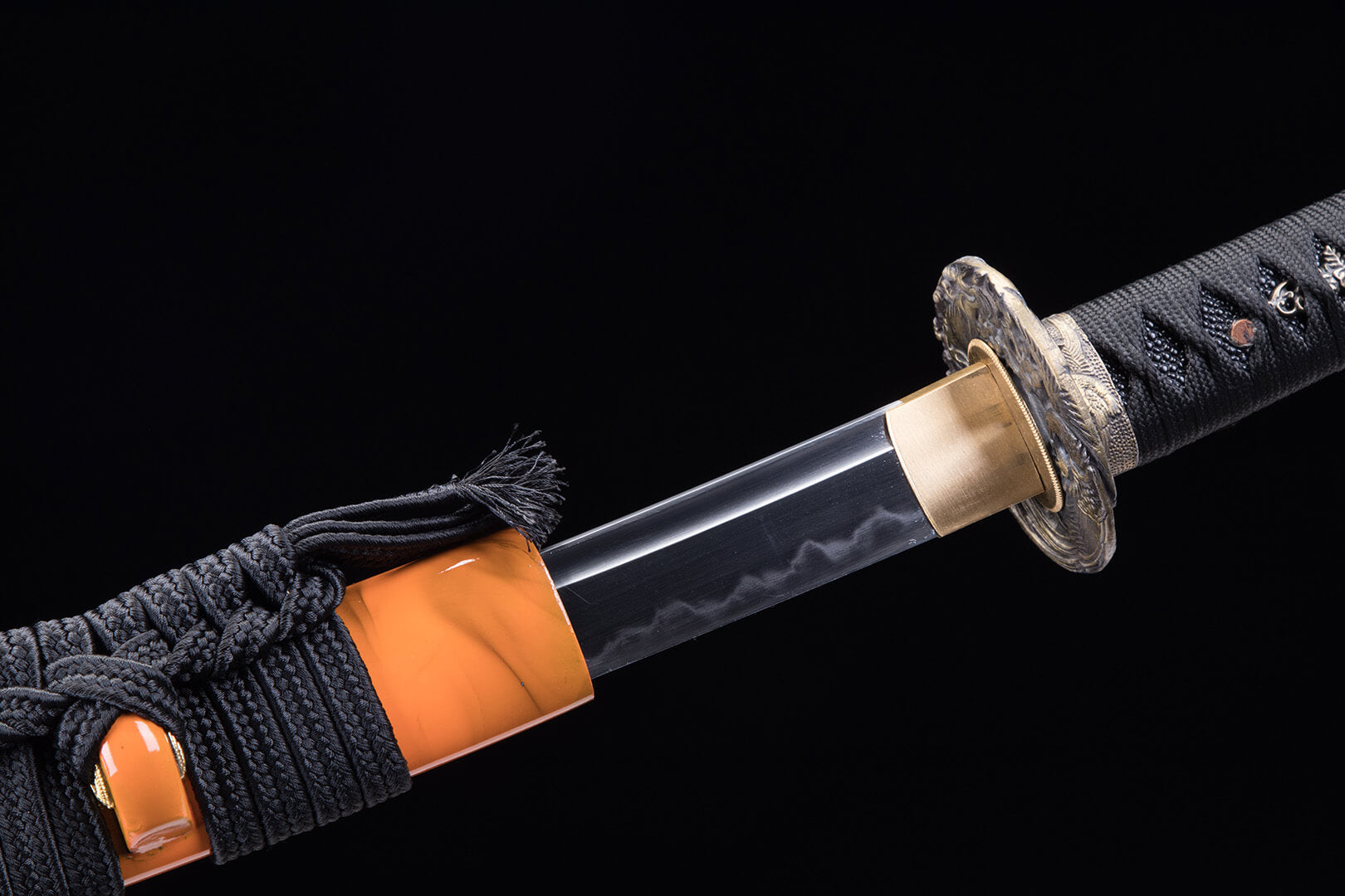 Handmade Japanese Samurai Katana Flame Grain Dragon Pattern T10 Steel ...